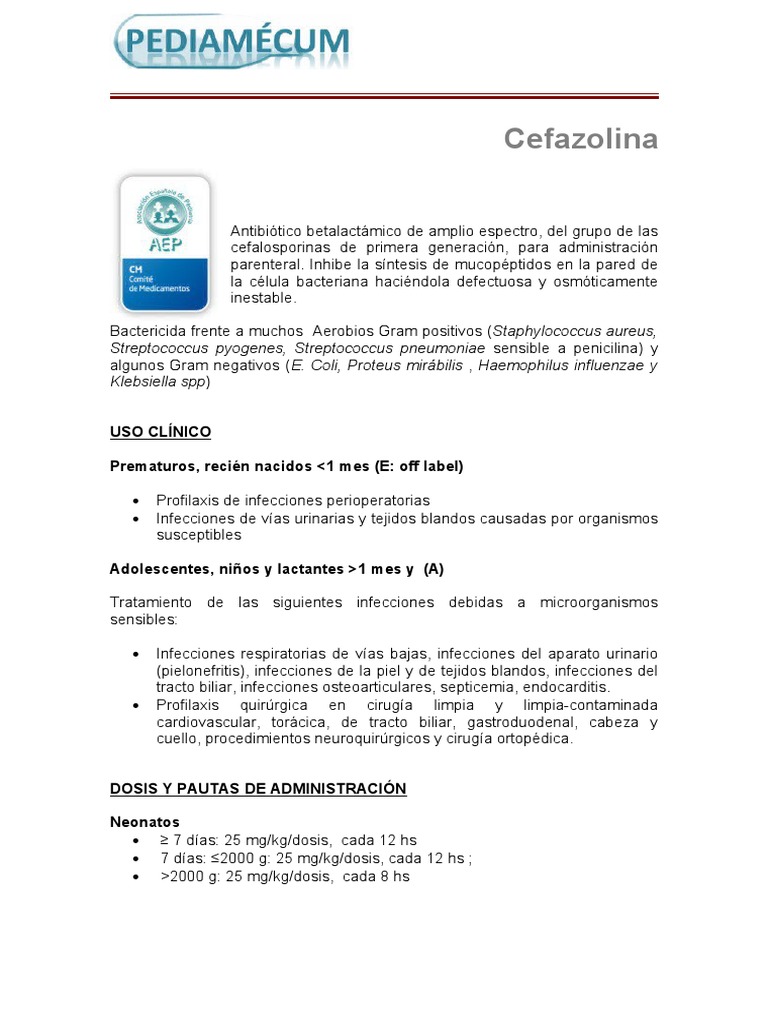 Cefazolina PDF | PDF | Especialidades Medicas | Medicina CLINICA