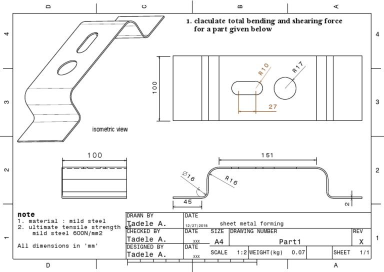 Sheet Metal Forming Design Drawing | PDF | Sheet Metal | Materials