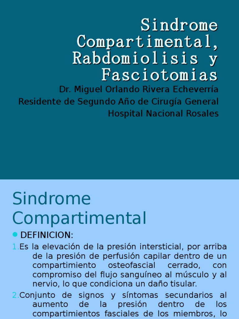Sindrome Compartimental, Rabdomiolisis y Fasciotomias | PDF | Edema ...