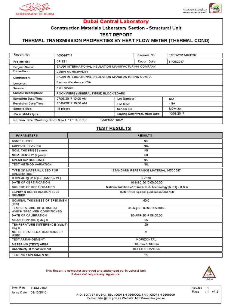 DCL Test-Kimmco - Isover Slab 80-k and R Values | PDF | Thermal ...