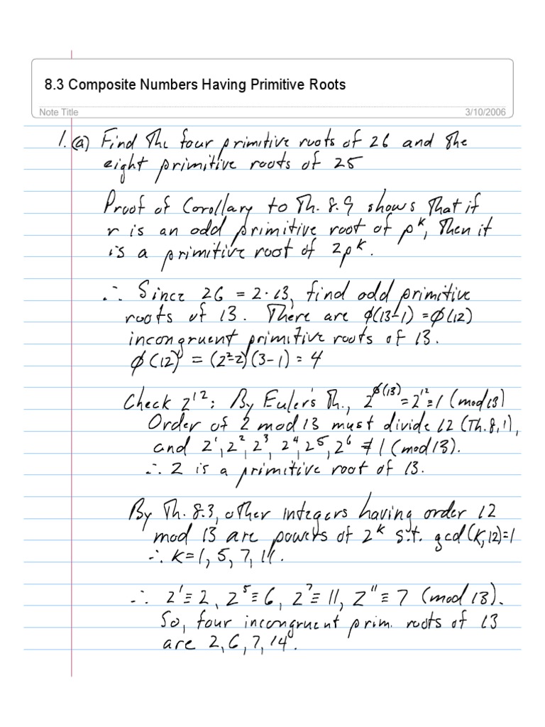 08-3 Composite Numbers Having Primitive Roots PDF | PDF