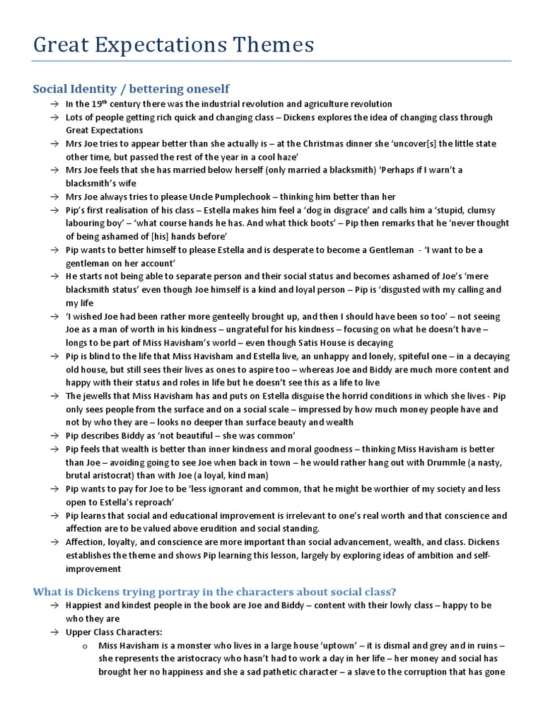 Great Expectations Themes | PDF | Great Expectations | Estella (Great ...