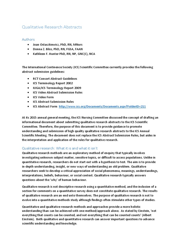Guidance for Submitting Qualitative Research Abstracts to the ...