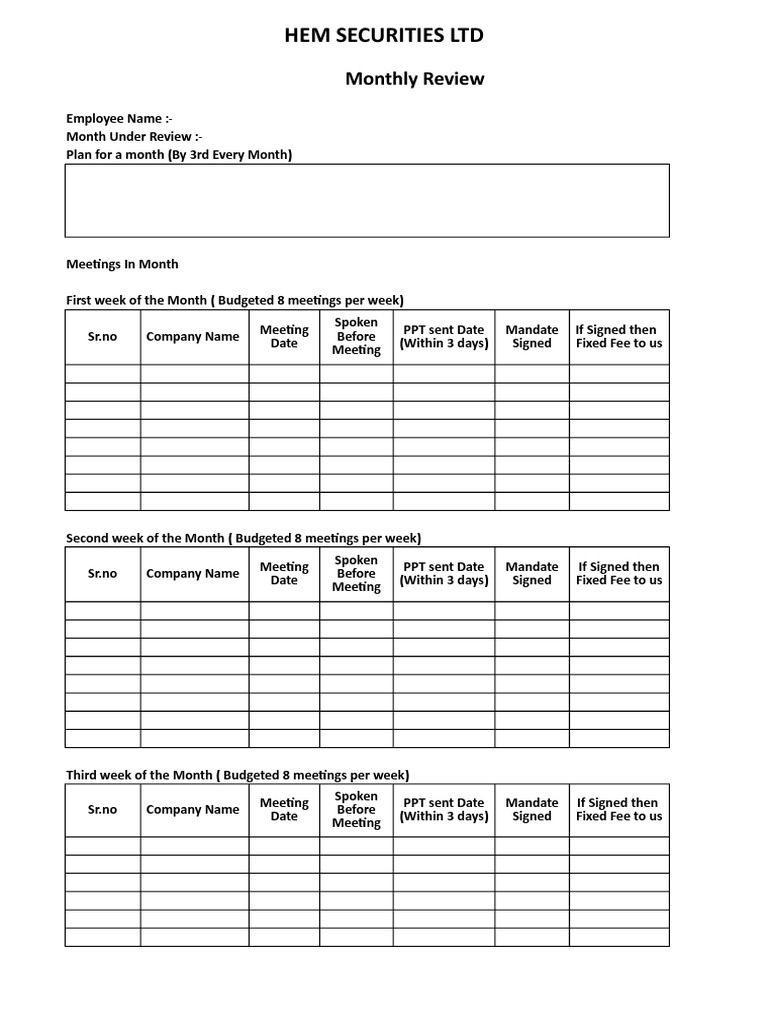 Hem Securities LTD: Monthly Review | PDF | Business