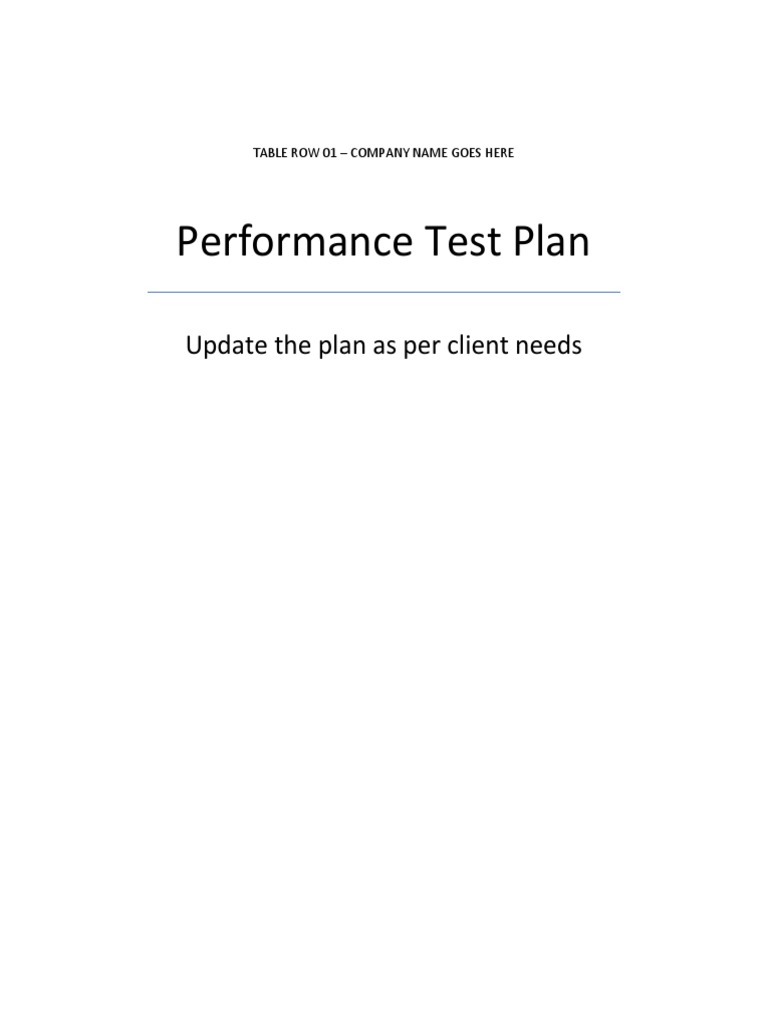 Performance Test Plan Template v1 | PDF | Information Technology ...