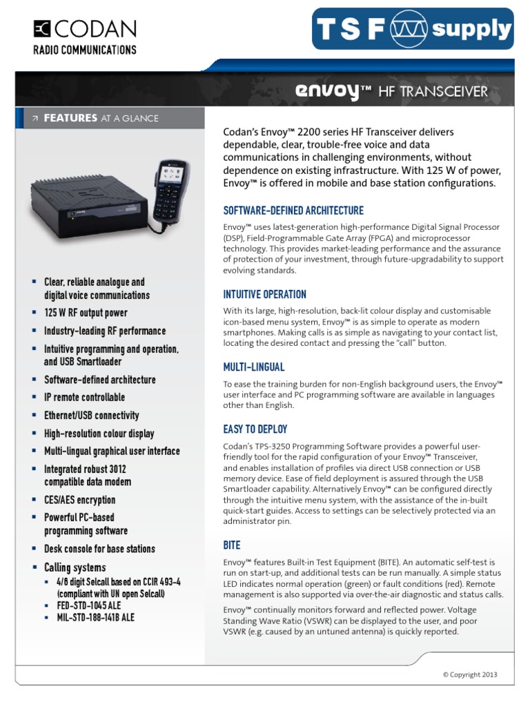 TSF Codan Envoy en | PDF | Usb | Bandwidth (Signal Processing)