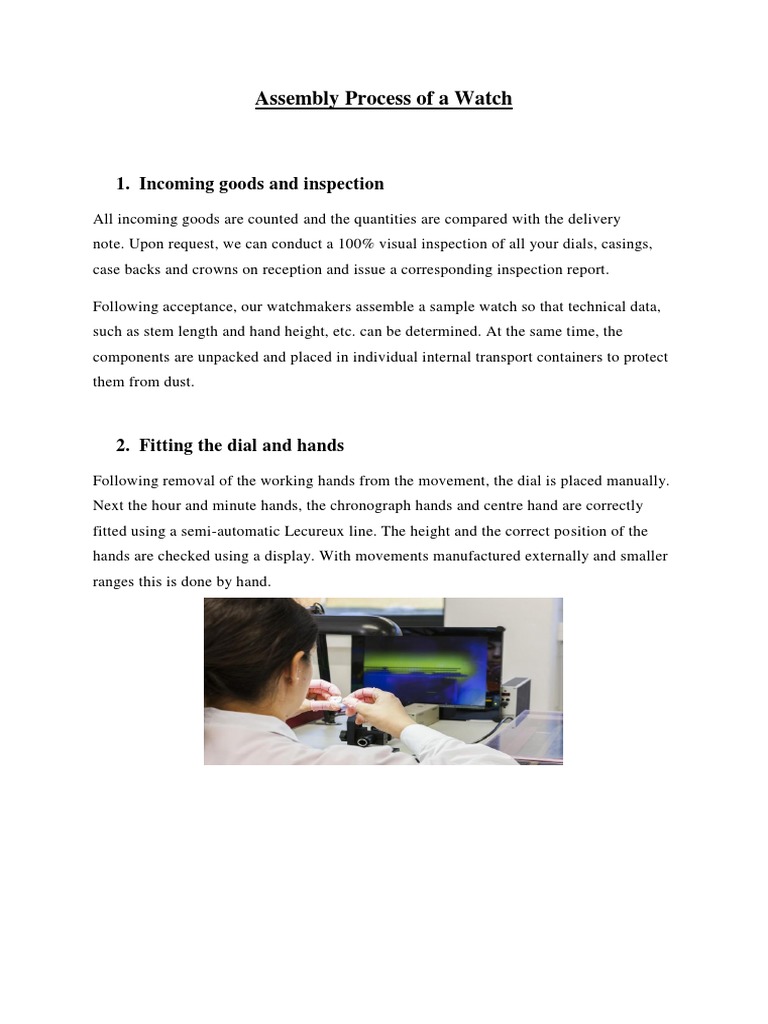 Assembly Process of A Watch: 1. Incoming Goods and Inspection | PDF