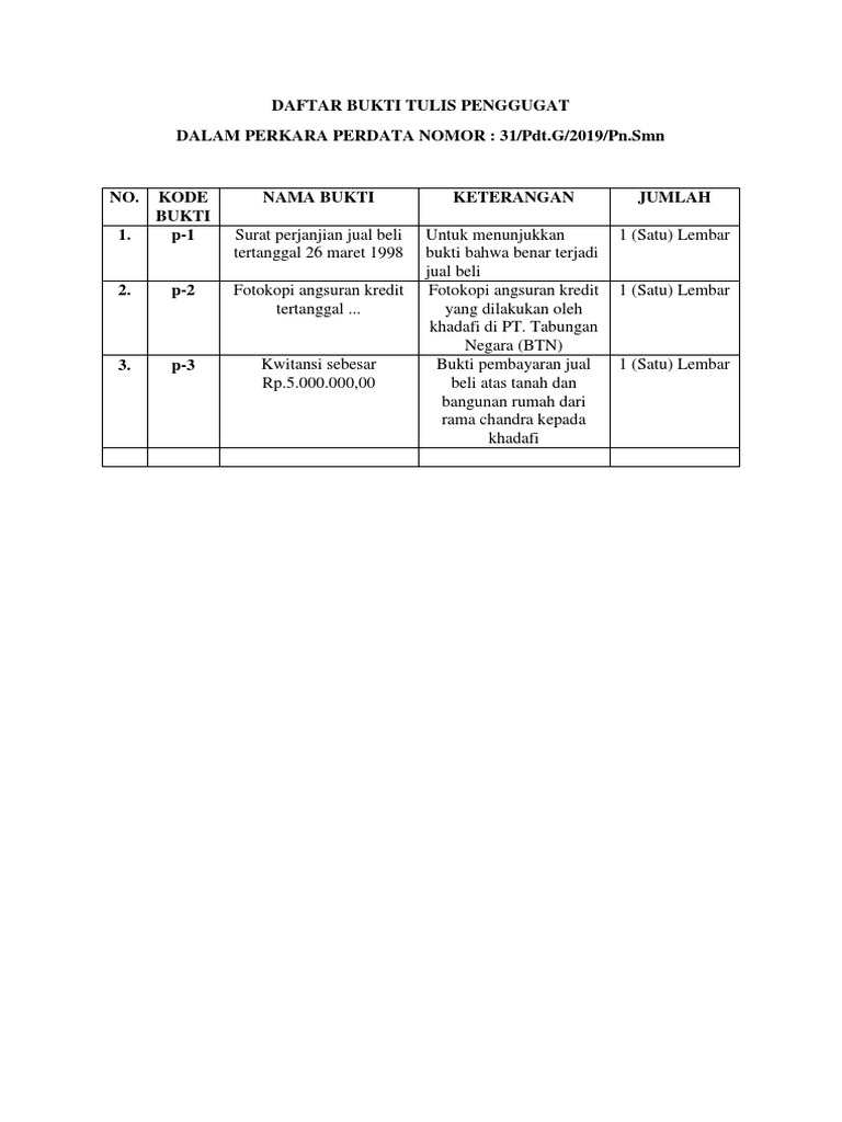 3184 - Matriks Alat Bukti Perdata | PDF