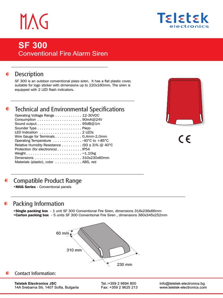 SF 300 Fire Alarm Siren Overview | PDF | Computers