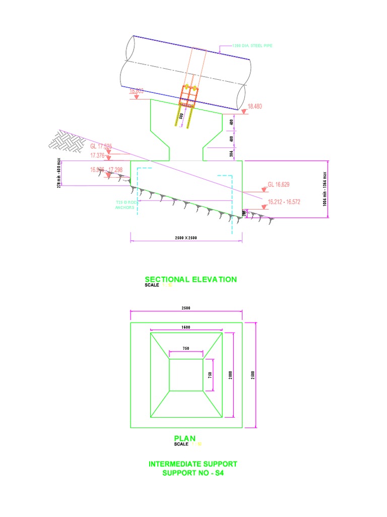 Sectional Elevation: 1200 Dia. Steel Pipe | PDF