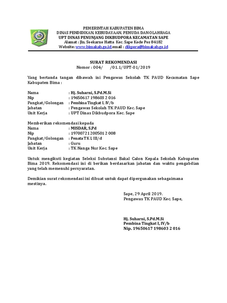 Surat Rekomendasi Misdar | PDF