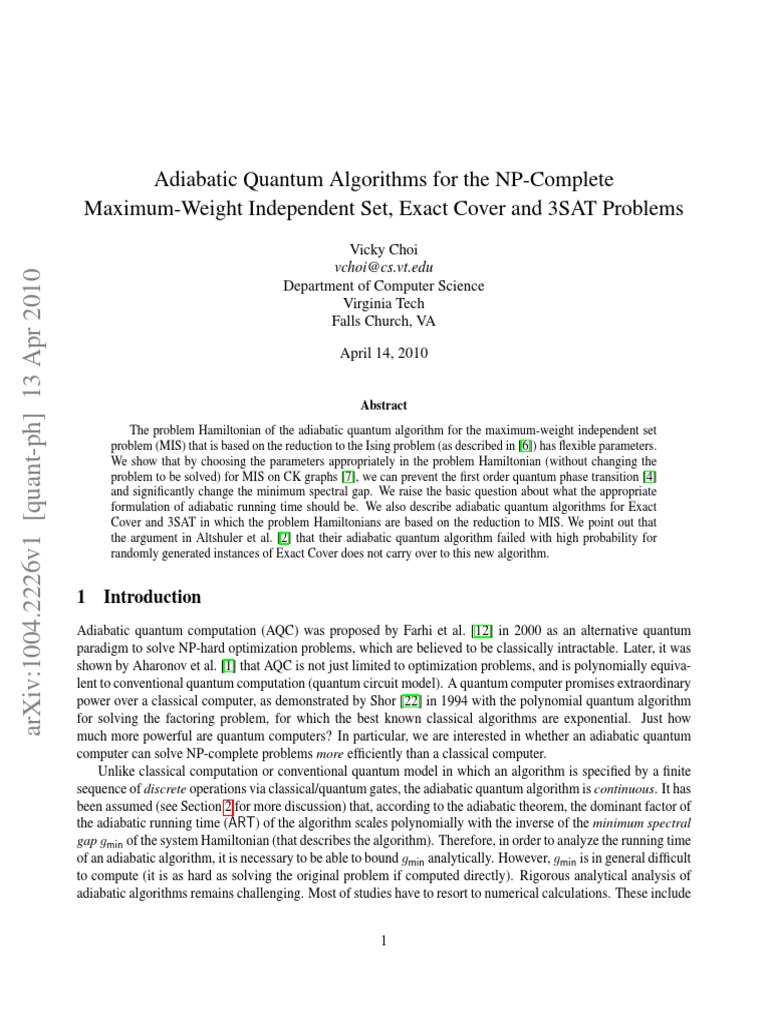 Adiabatic Quantum Algorithms For The NP-Complete Maximum-Weight ...
