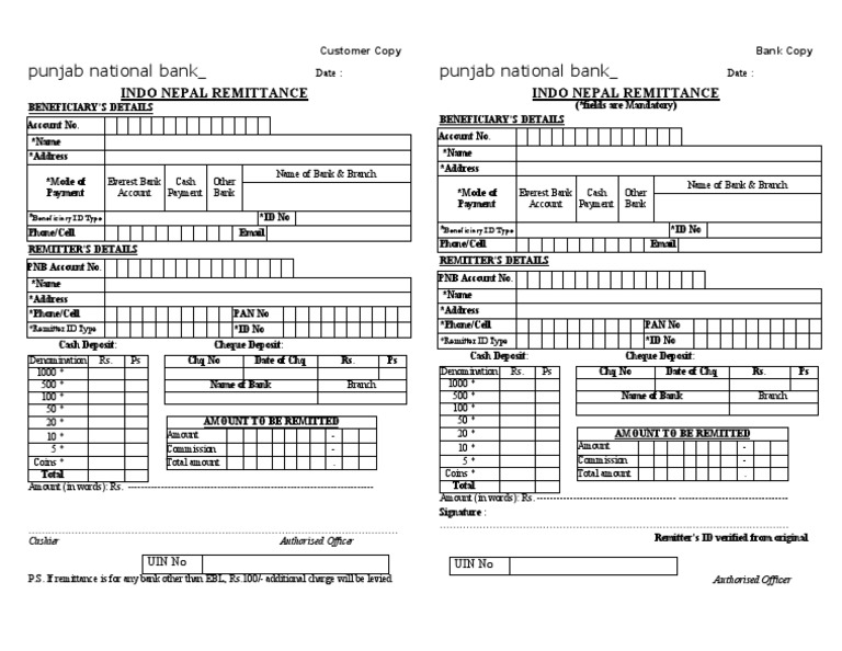 Punjab National Bank - Punjab National Bank - : Indo Nepal Remittance ...