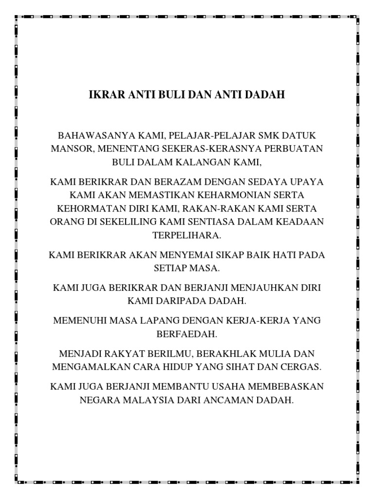 Ikrar Anti Buli | PDF