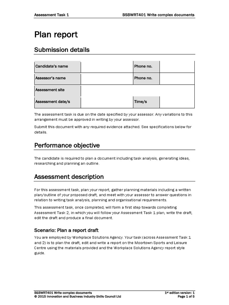 BSBWRT401 Write Complex Documents-Task-1 | Brainstorming | Document