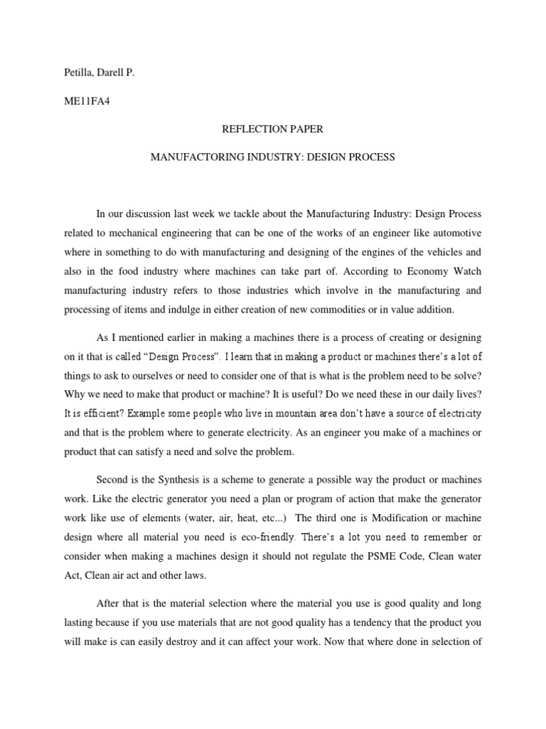 Reflection Paper. Darell | PDF | Machines | Engineering