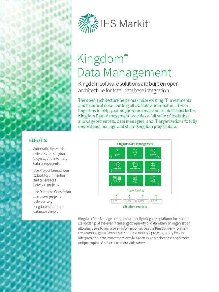 IHS Kingdom Data Management Brochure | PDF | Geographic Information ...