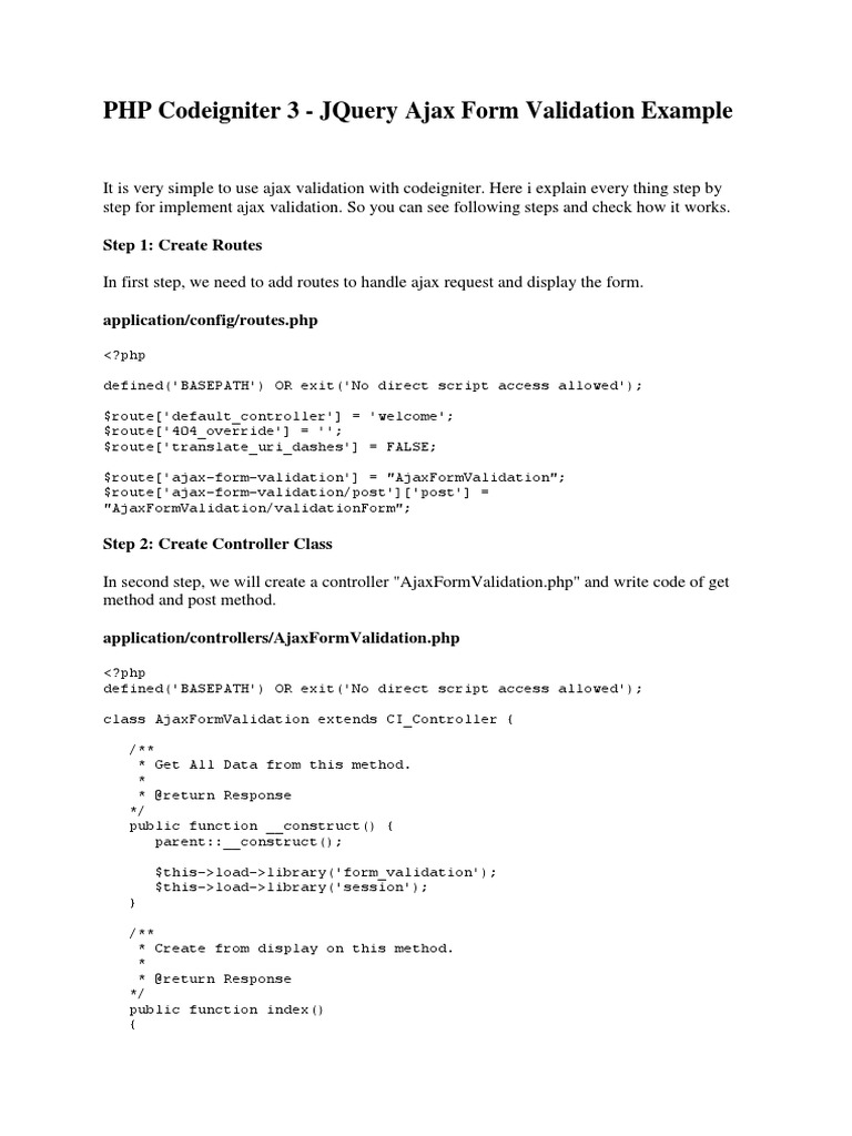 Php Codeigniter 3 Ajax Validation Pdf Ajax Programming Bootstrap Front End Framework
