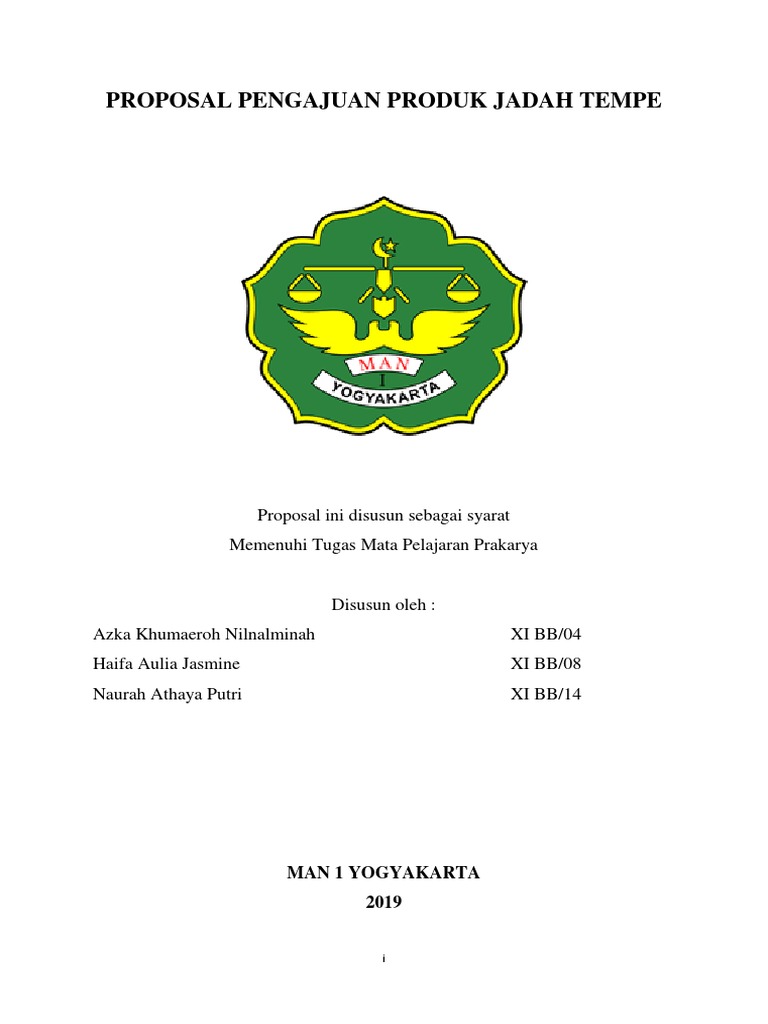 Proposal Pengajuan Produk Jadah Tempe | PDF
