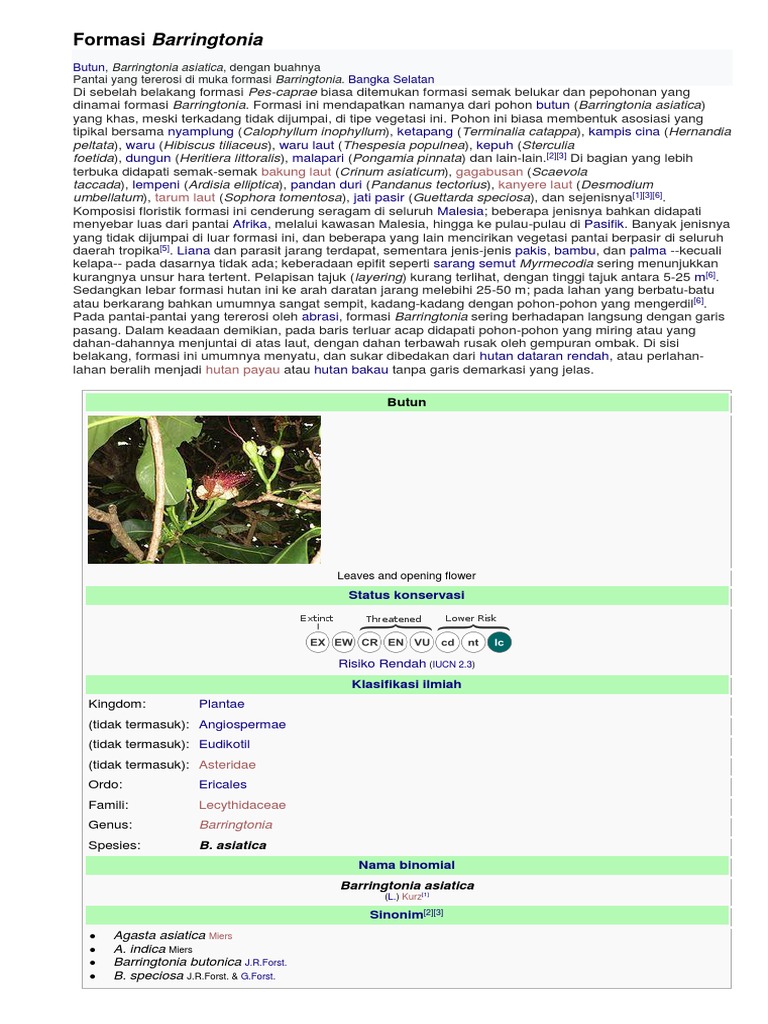 Formasi Barringtonia: Vegetasi Pantai Tropis | PDF
