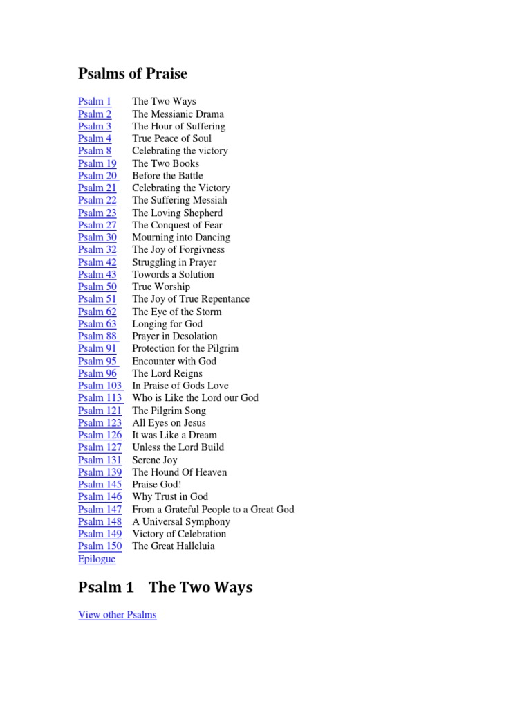 An Analysis of Key Themes and Insights from Selected Psalms | PDF ...