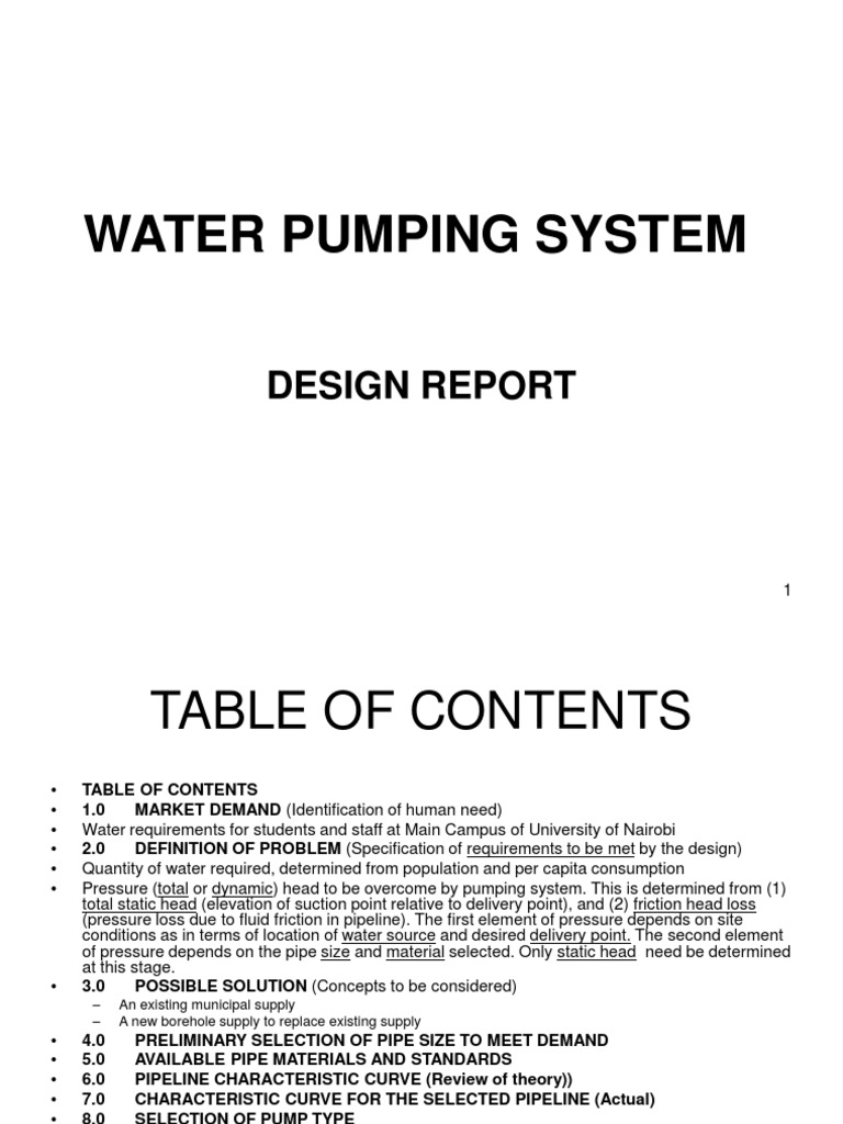 Design Report-Water Pumping System-Example - 0 | Download Free PDF ...