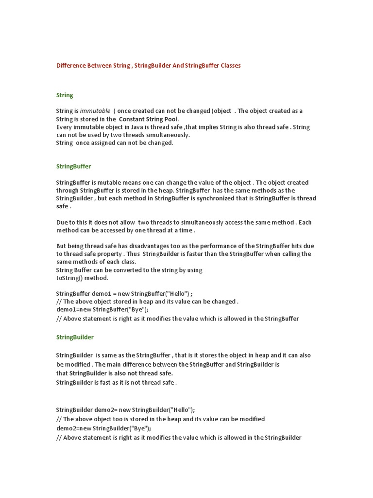 String, StringBuffer, StringBuilder PDF | PDF