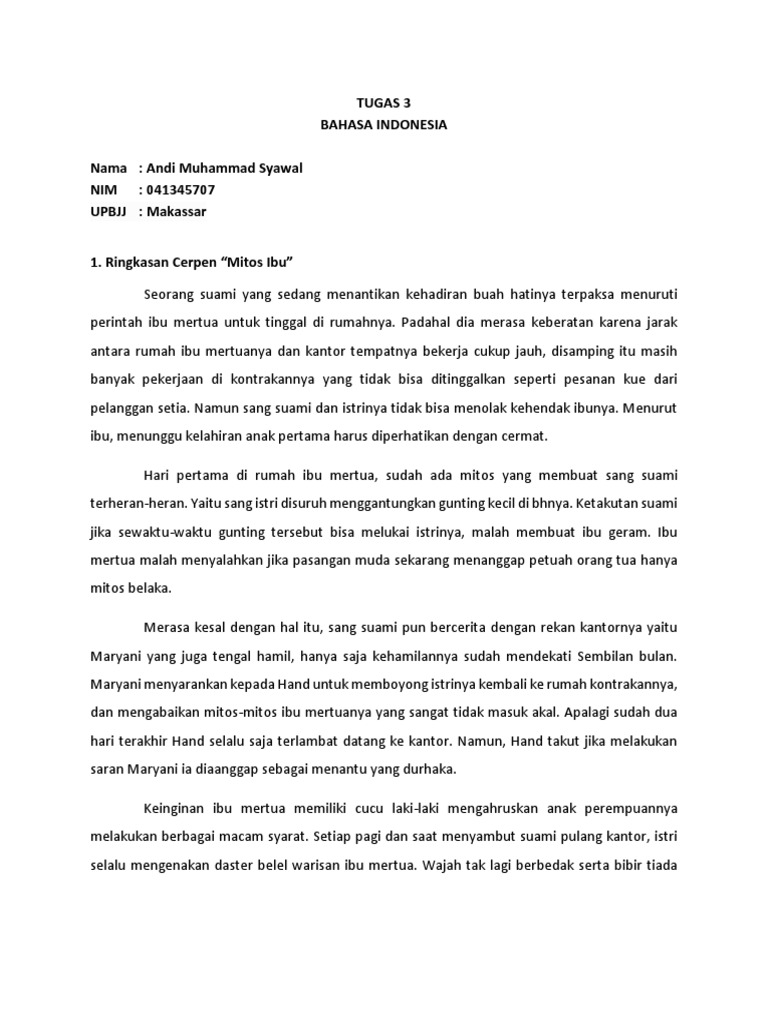 TUGAS 3 Bahasa Indonesia UT | PDF