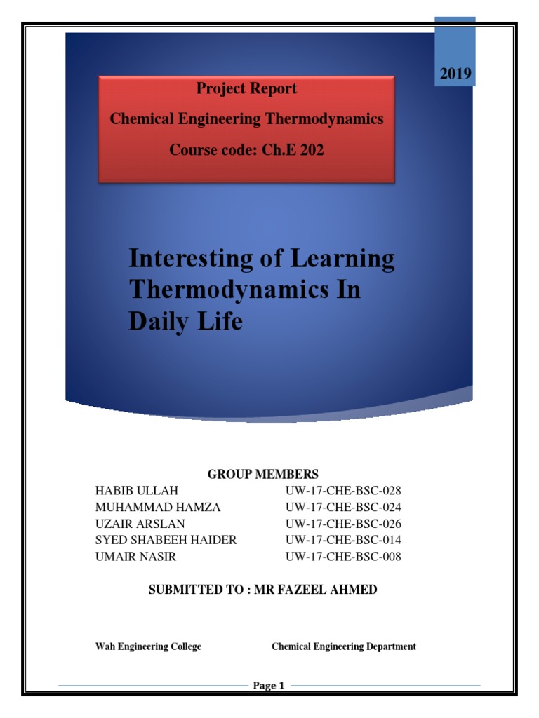 Project Report Thermodynamics | PDF | Heat | Thermodynamics