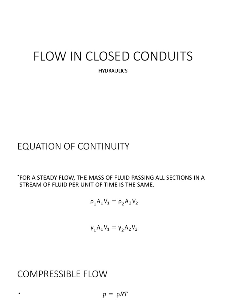 Analysis of Flow in Closed Conduits and Orifices: Solving Common Hydraulic Problems | PDF ...