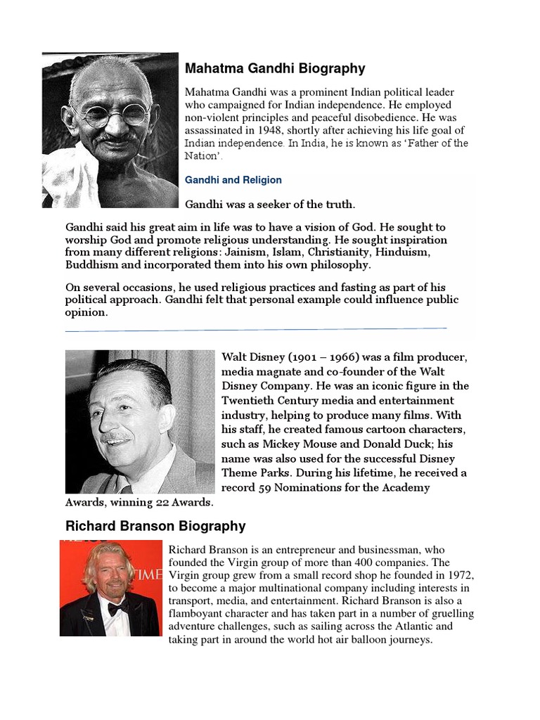 Mahatma Gandhi Biography | PDF | Marie Curie | Mahatma Gandhi