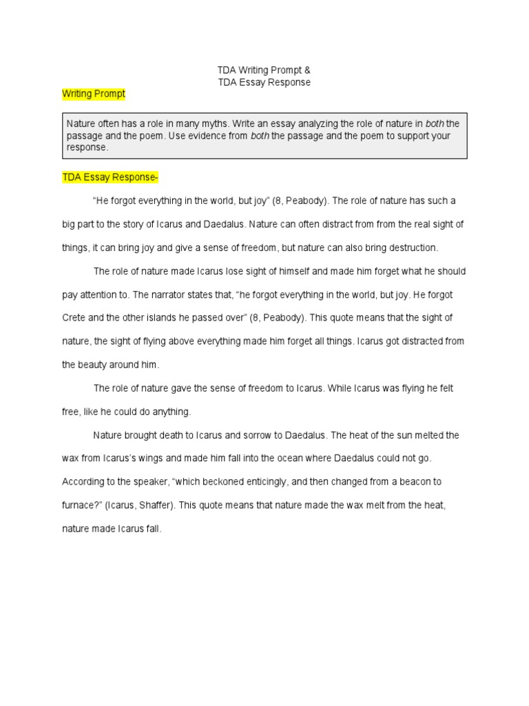 Linda Huang - 001 Tda Writing Prompt | PDF