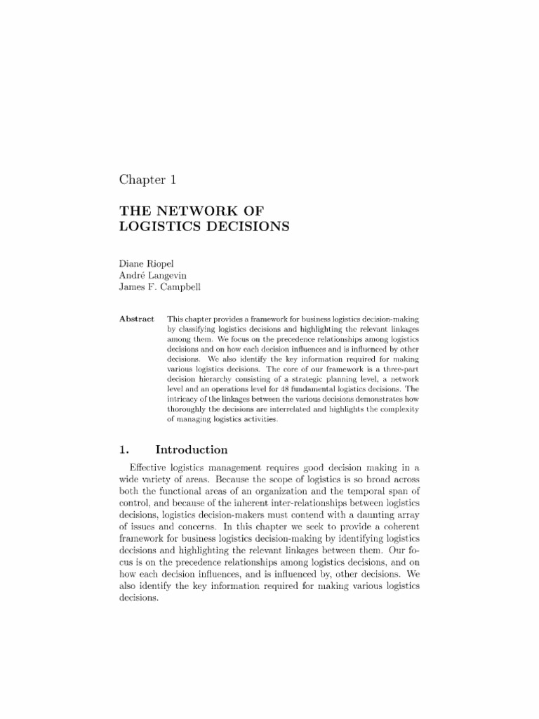 Logistics Decision-Making Framework | PDF | Logistics | Warehouse