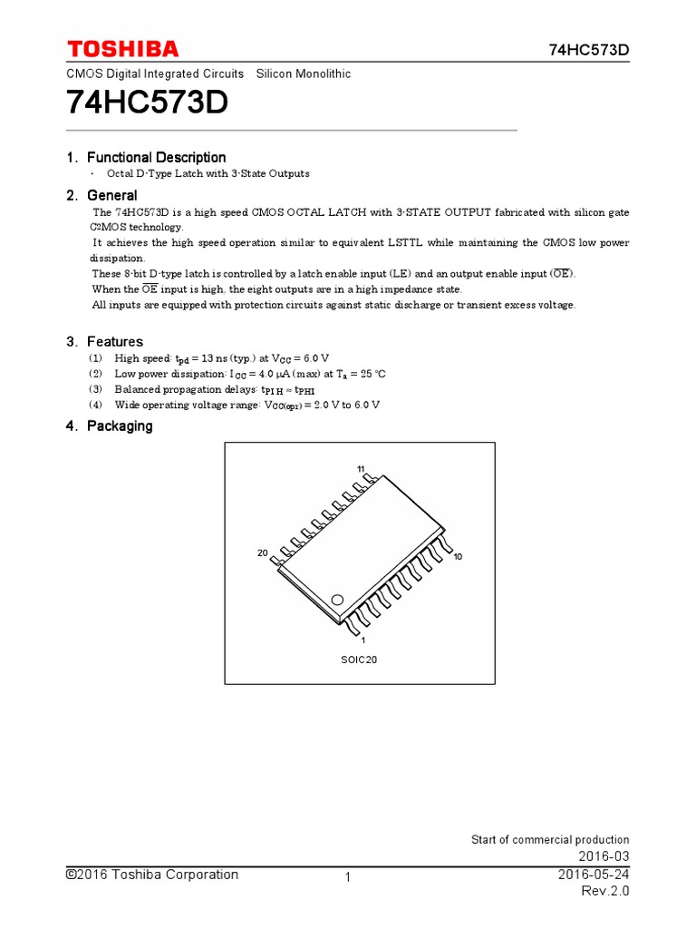 74HC573D Datasheet en 20160524 | PDF | Reliability Engineering | Logic Gate