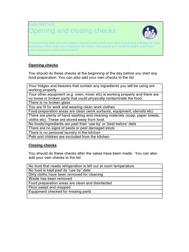 Safe Method Opening and Closing Checks | PDF