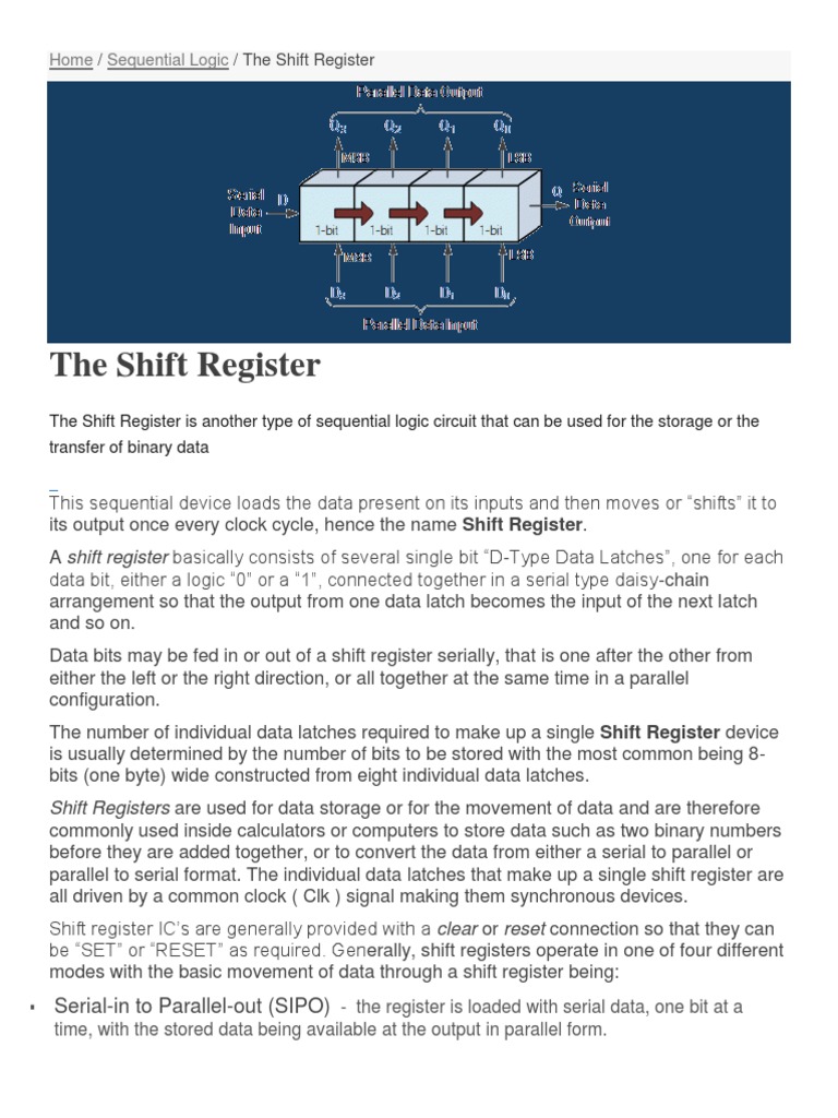 The Shift Register | PDF | Computer Data | Digital Electronics