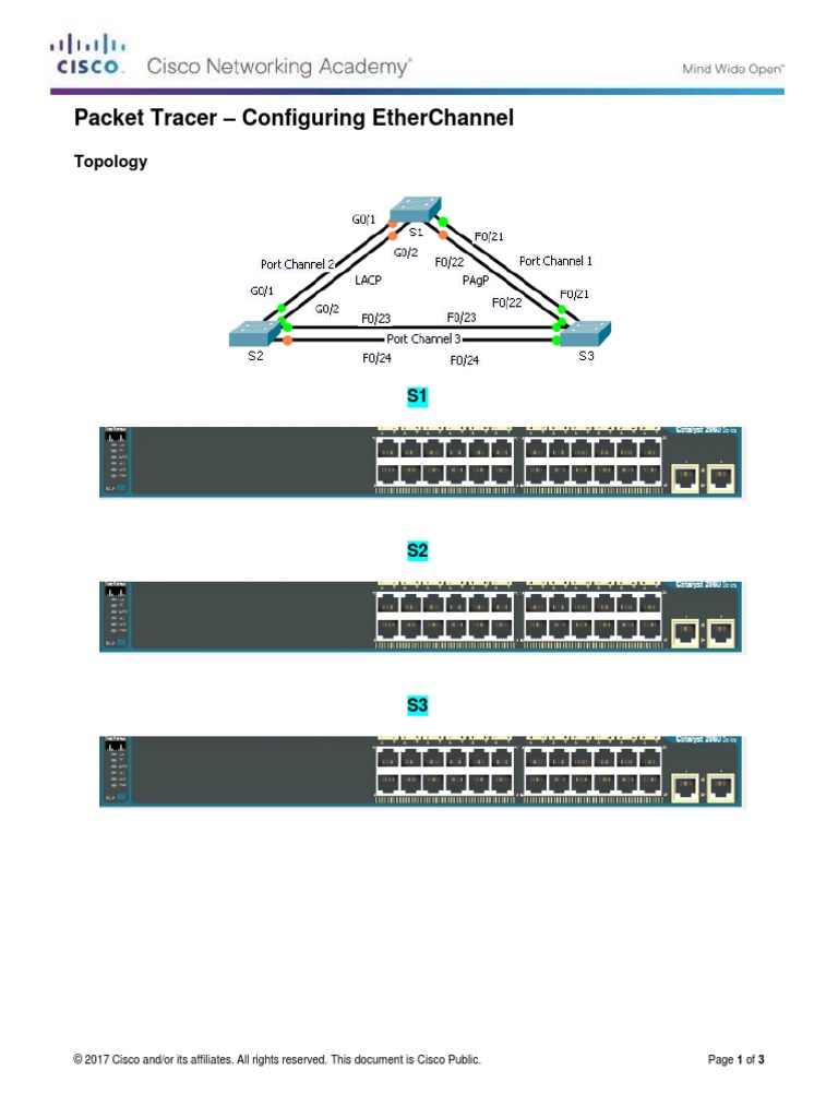 4.2.1.3 Packet Tracer - Configuring EtherChannel | PDF | Data ...