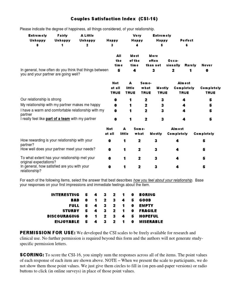 CSI 16 Scoring | PDF | Contentment | Action (Philosophy)