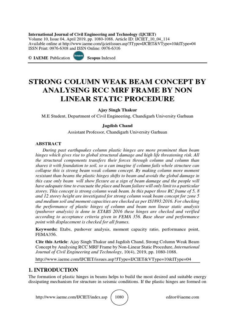 Strong Column Weak Beam Concept by Analy PDF | PDF | Earthquake ...