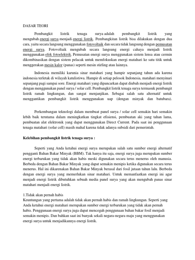 Dasar Teori PLTS | PDF