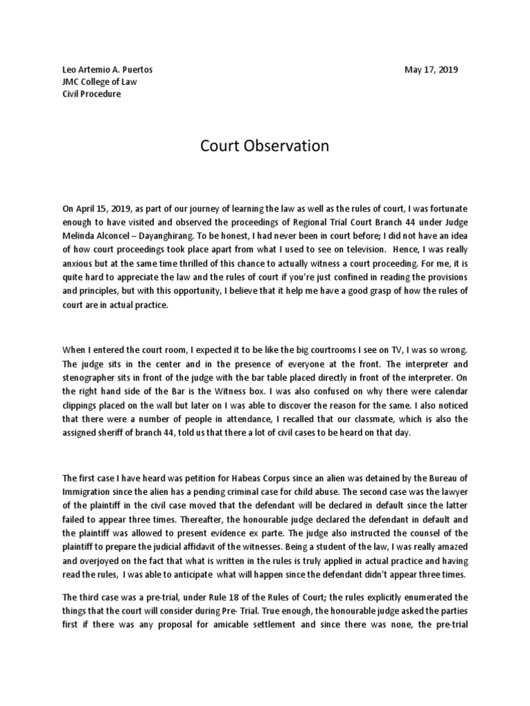 Court Observation | PDF | Lawyer | Courtroom