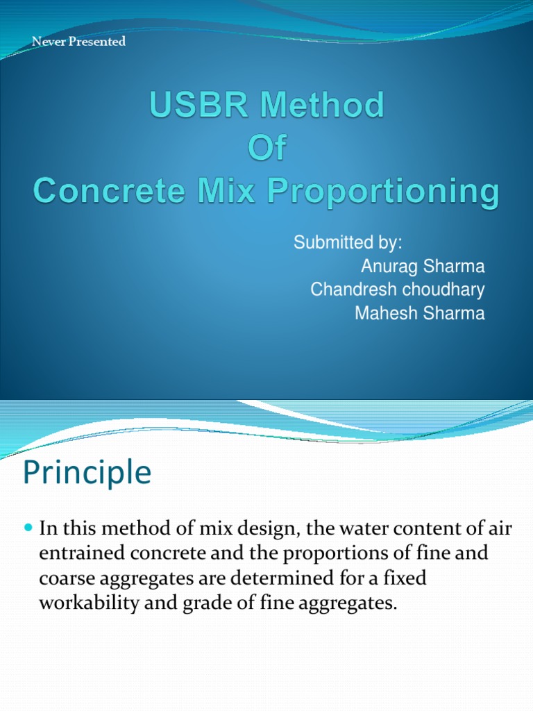 USBR Method | Download Free PDF | Concrete | Building Materials
