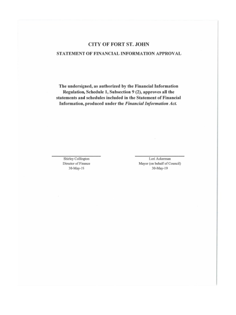 City of Fort St. John 2018 Statement of Financial Information (SOFI ...