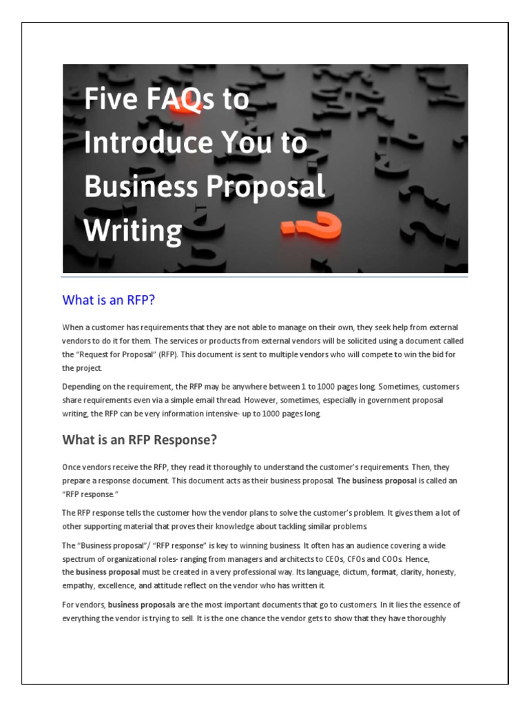Five FAQs To Introduce You To Business Proposal Writing | PDF | Request ...