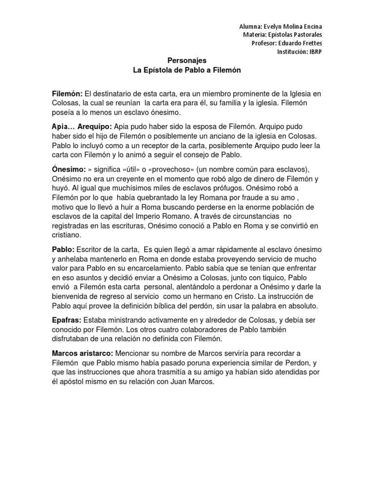 La carta de Pablo a Filemón: Una lección de perdón y reconciliación ...