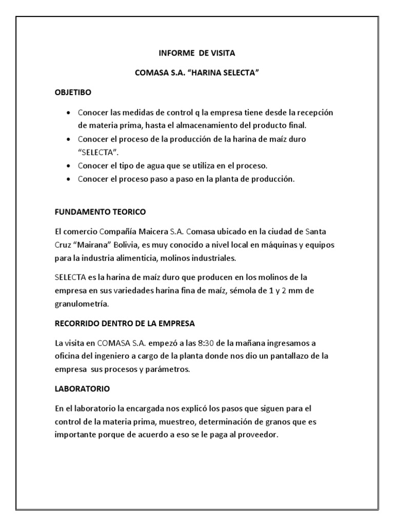 Informe de Visita Comasa
