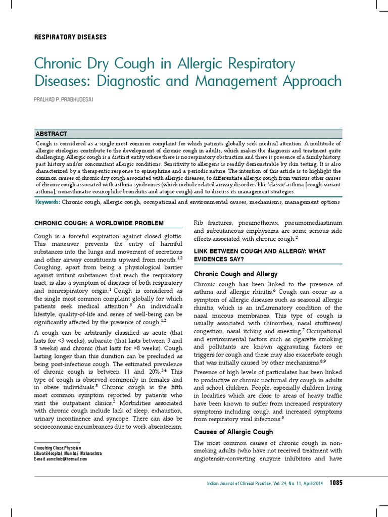 Chronic Dry Cough in Allergic Respiratory Diseases: Diagnostic and ...