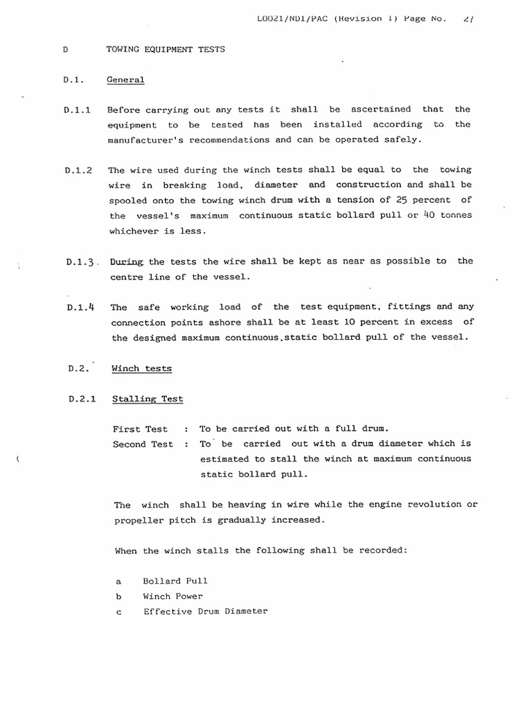 Noble Denton Towing Equipment Test | PDF