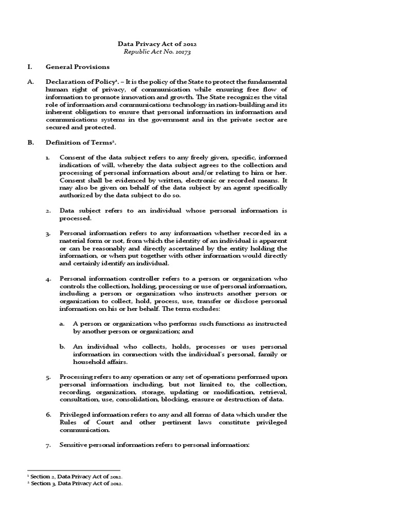 Data Privacy Act 2012 Overview | PDF | Personally Identifiable ...