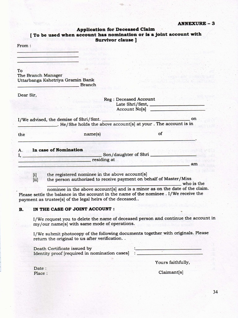 Deceased Ac Forms 19092013 | Deposit Account | Banks